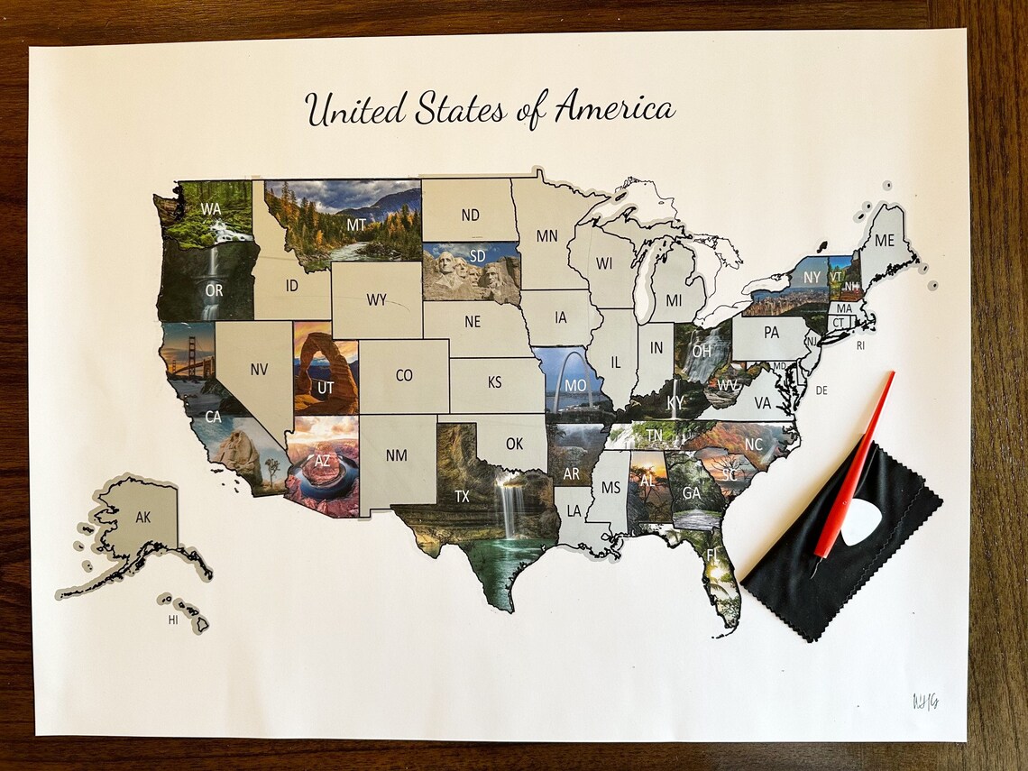 USA Scratch off Map Poster Bucket List for Traveling the United States ...