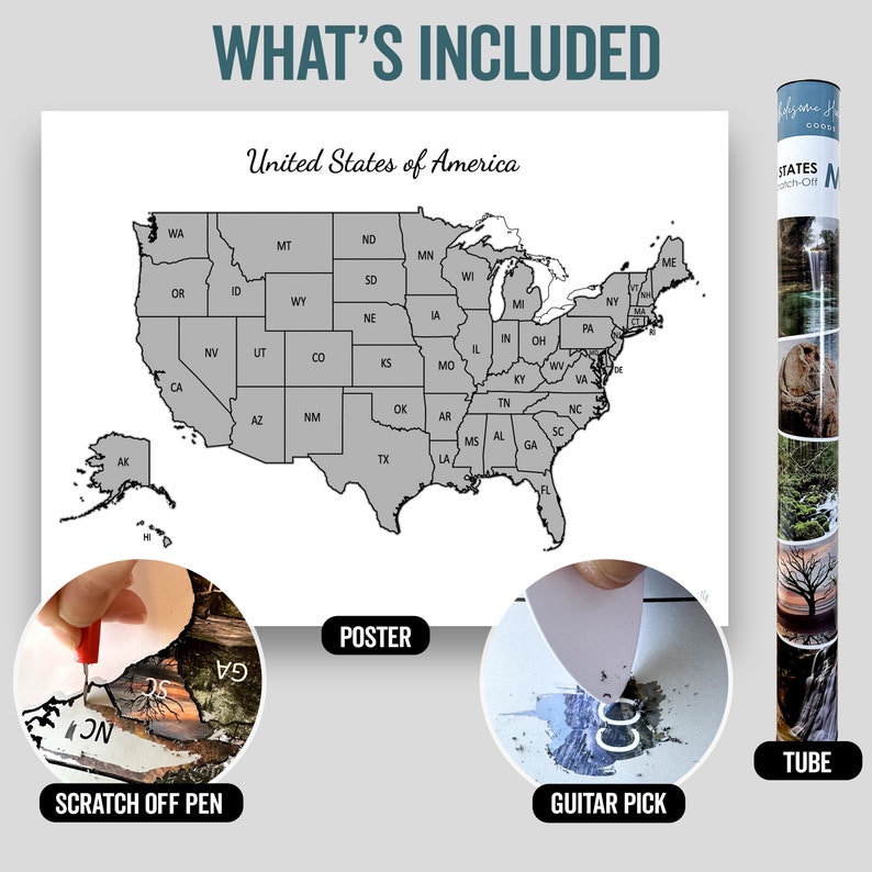 USA Scratch off Map Poster Bucket List for Traveling the United States ...
