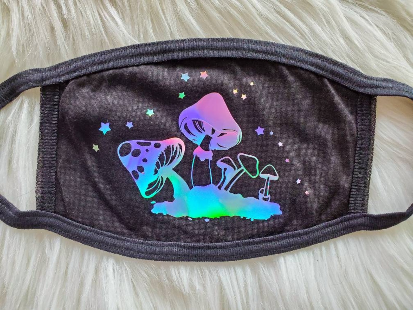 Mushroom Holographic Mask / Rave Mask / Trippy Face Mask / | Etsy