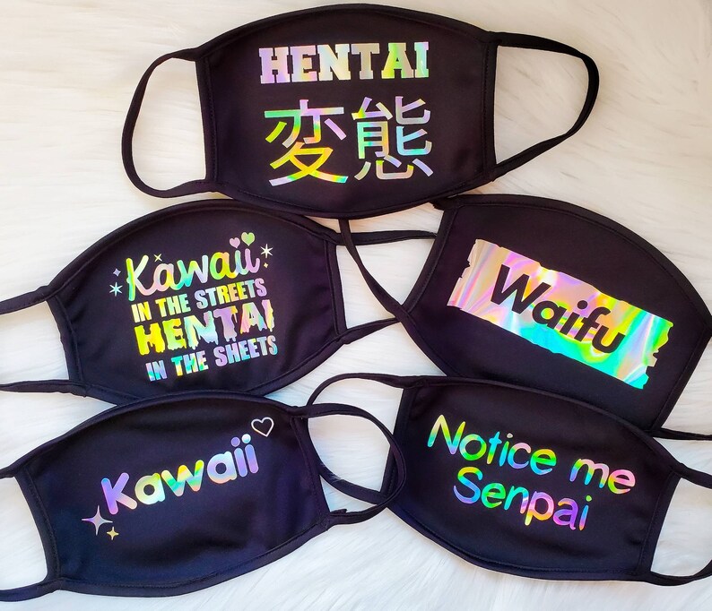 Hentai Face Mask / Hentai Mask / Kawaii Mask / Senpai Mask / | Etsy