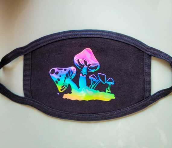 Mushroom Holographic Mask / Rave Mask / Trippy Face Mask / | Etsy