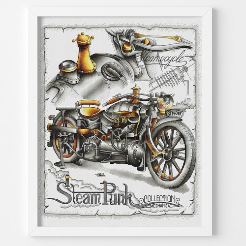 Steampunk Cross Stitch Pdf Pattern Steampunk Chart Steampunk | Etsy