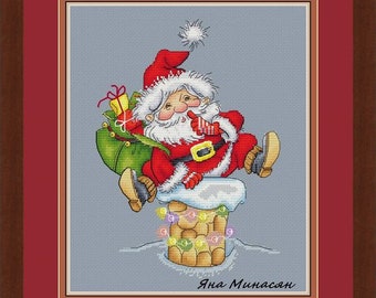 Santa cross stitch | Etsy