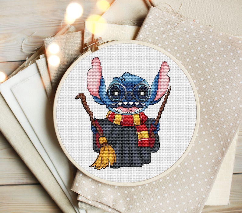 Blue Stitch Wizard Fandom Cross Stitch Pattern Hand Embroidery Design ...