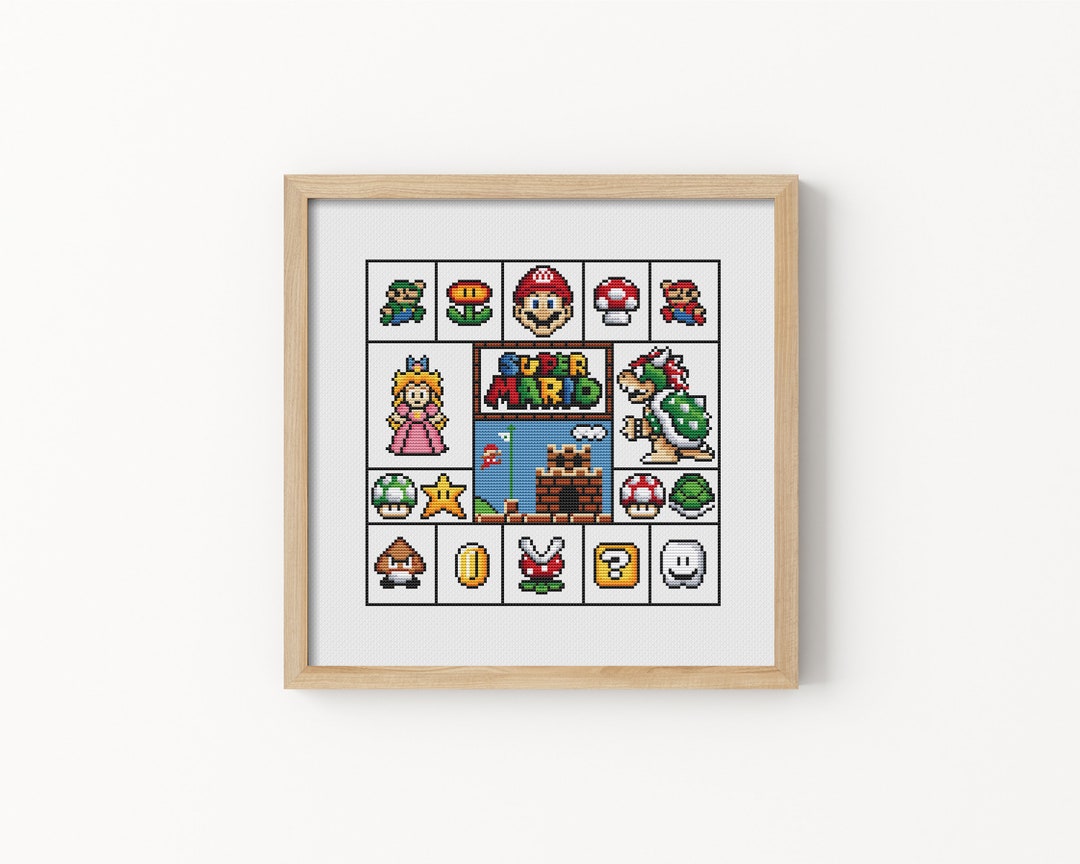 Super Mario Sampler Cross Stitch Pattern, Fandom Cross Stitch, Mario ...