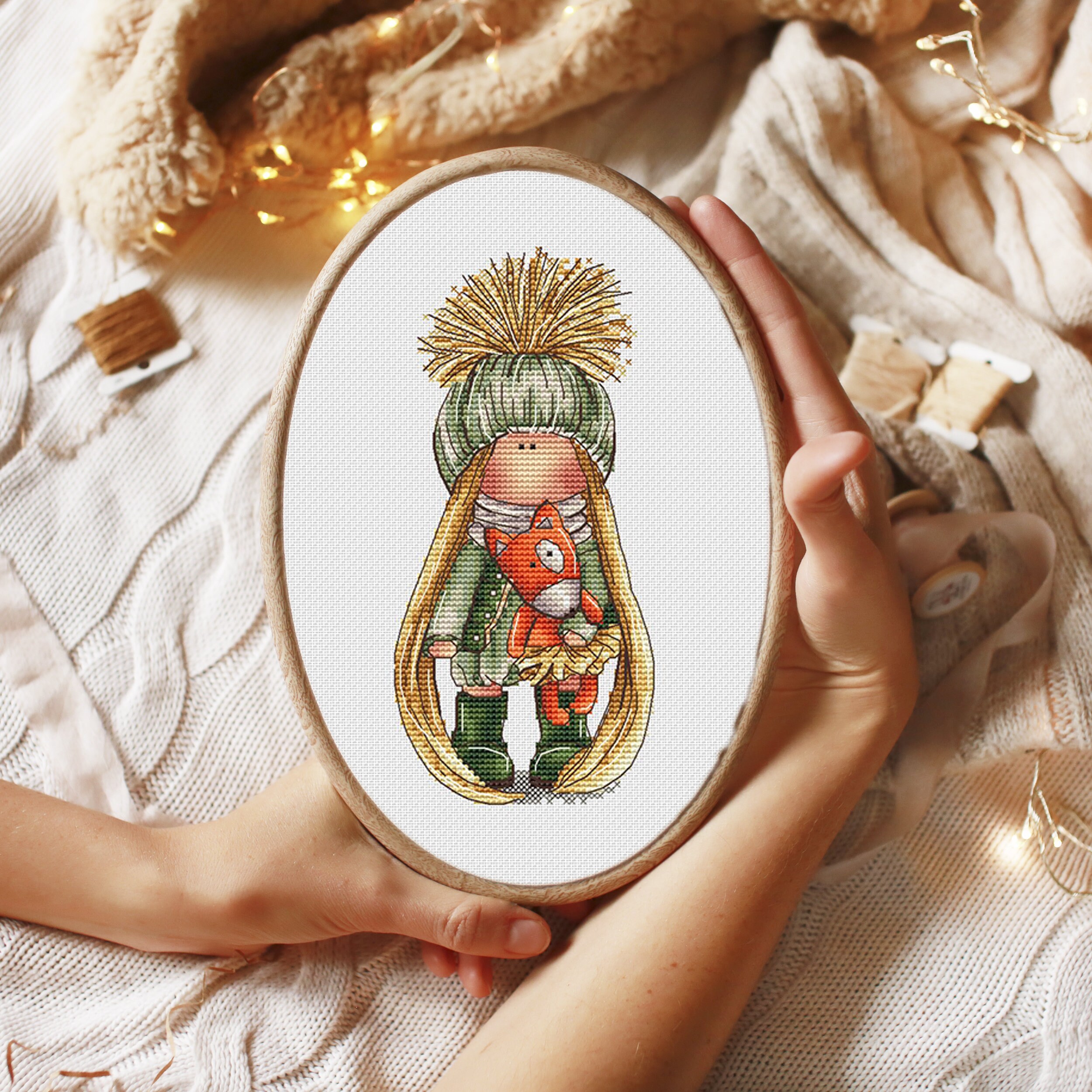 Tilda Doll With Fox Cute Cross Stitch Pattern Hand Embroidery - Etsy