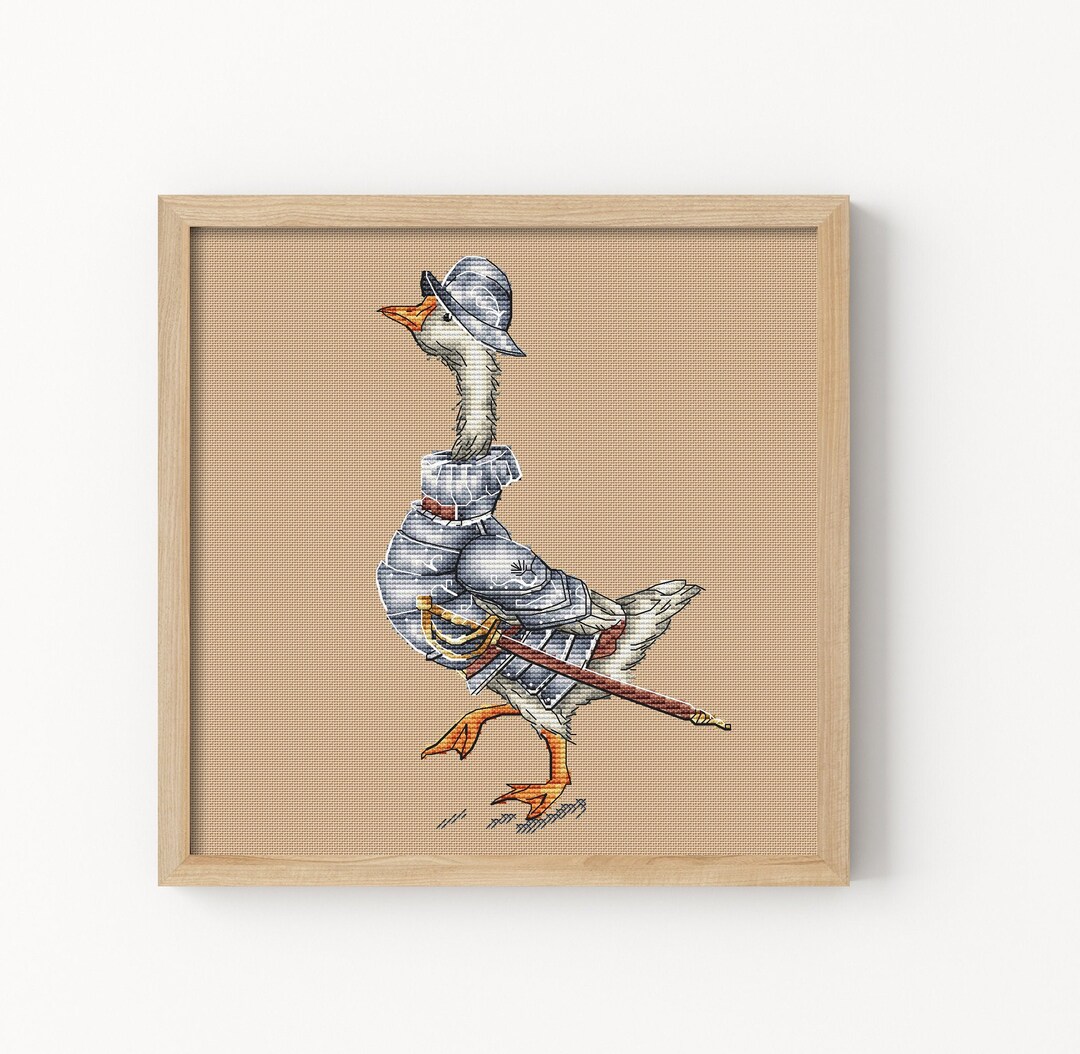 Goose Knight Cross Stitch Pattern, Animal Cross Stitch Design, Funky ...