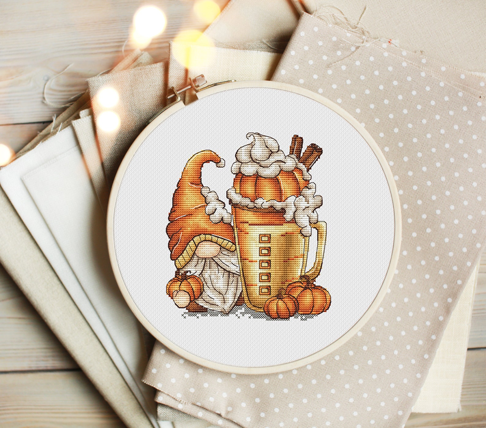 Pumpkin Spice Gnome Fall Cross Stitch Pattern Autumn Gnom - Etsy