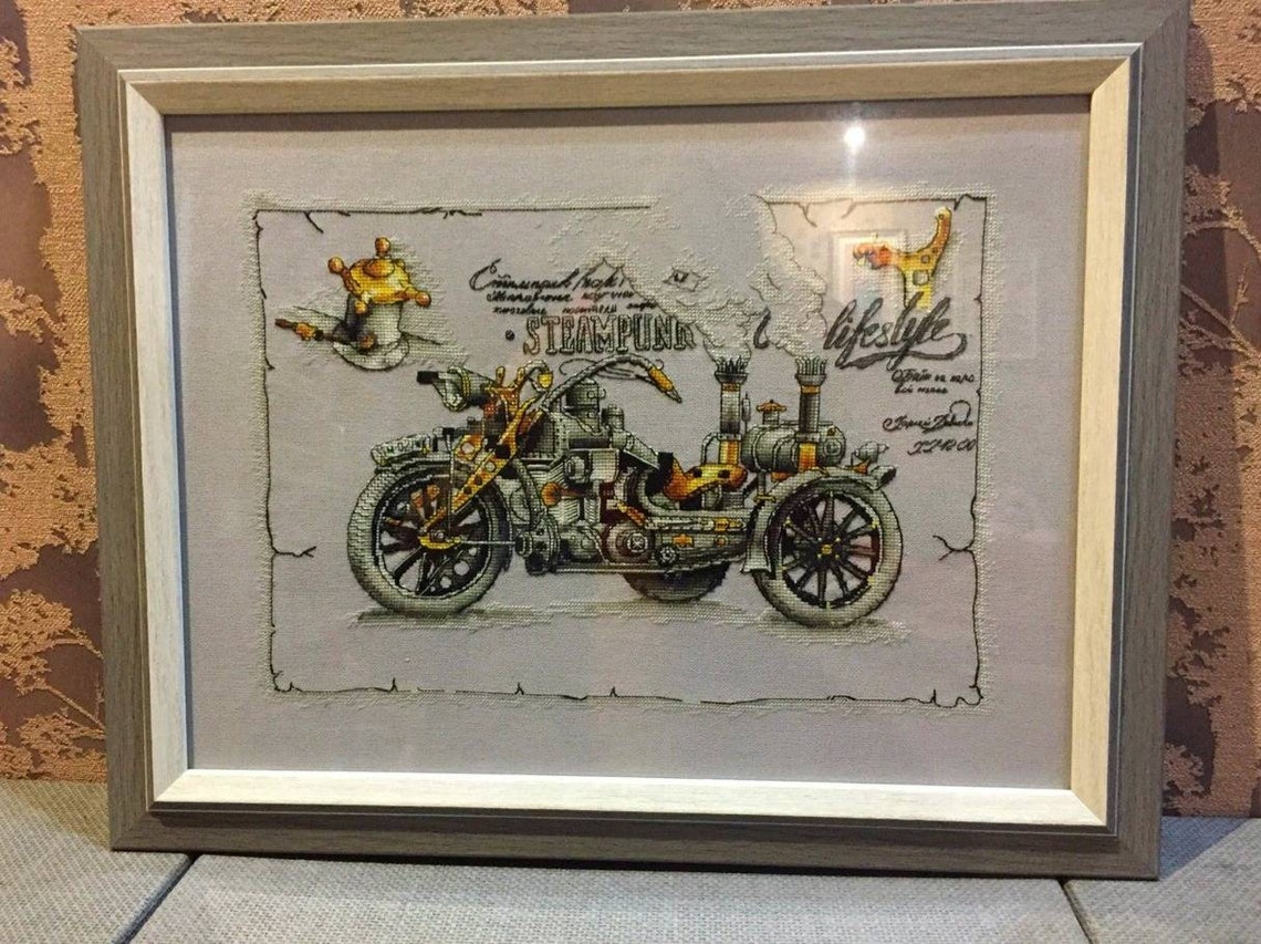 Harley Davidson Motorbike Steampunk Cross Stitch Pattern Hand | Etsy