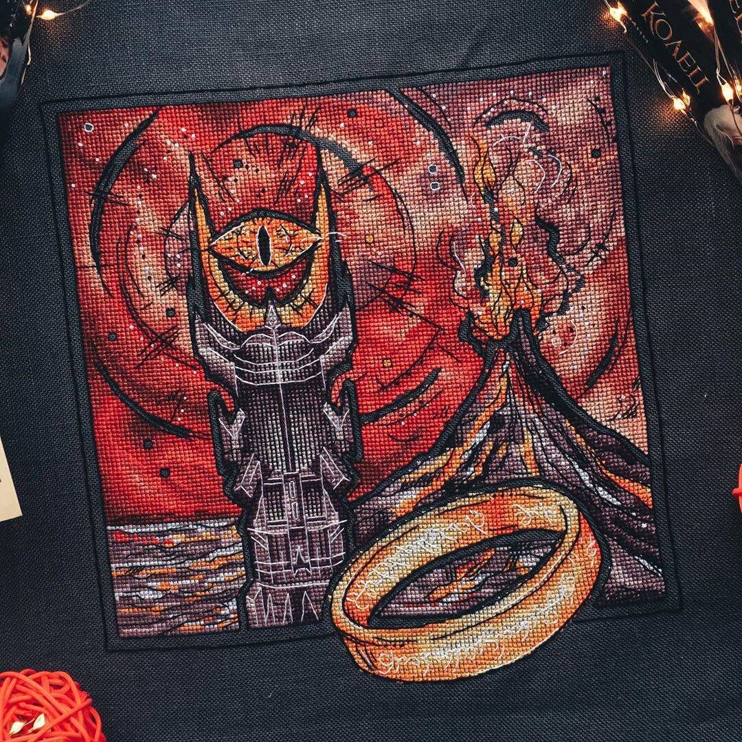 Evil Eye Cross Stitch Pattern, Dark Tower Cross Stitch Design, Fantasy ...