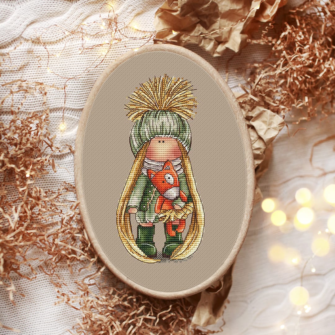 Tilda Doll With Fox Cute Cross Stitch Pattern Hand Embroidery Design ...