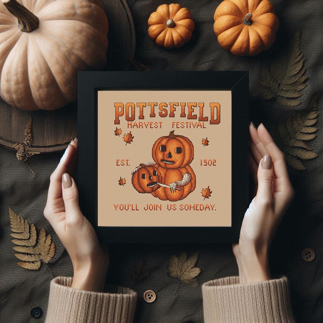 Pottsfield Pumpkin Cross Stitch Pattern – Halloween Hoop Art PDF, Hand ...
