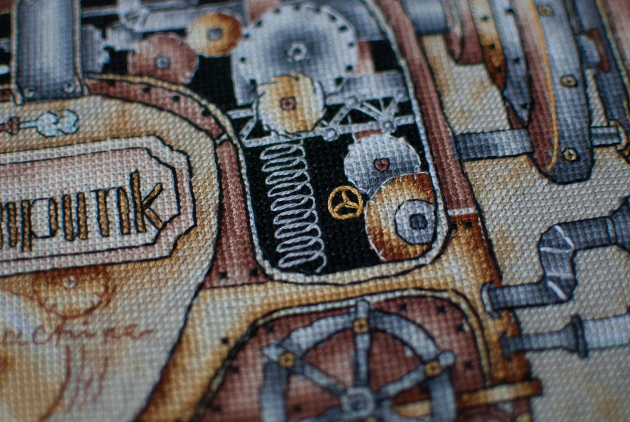 Steampunk Sewing Machine Cross Stitch Pattern Hand Embroidery Design ...