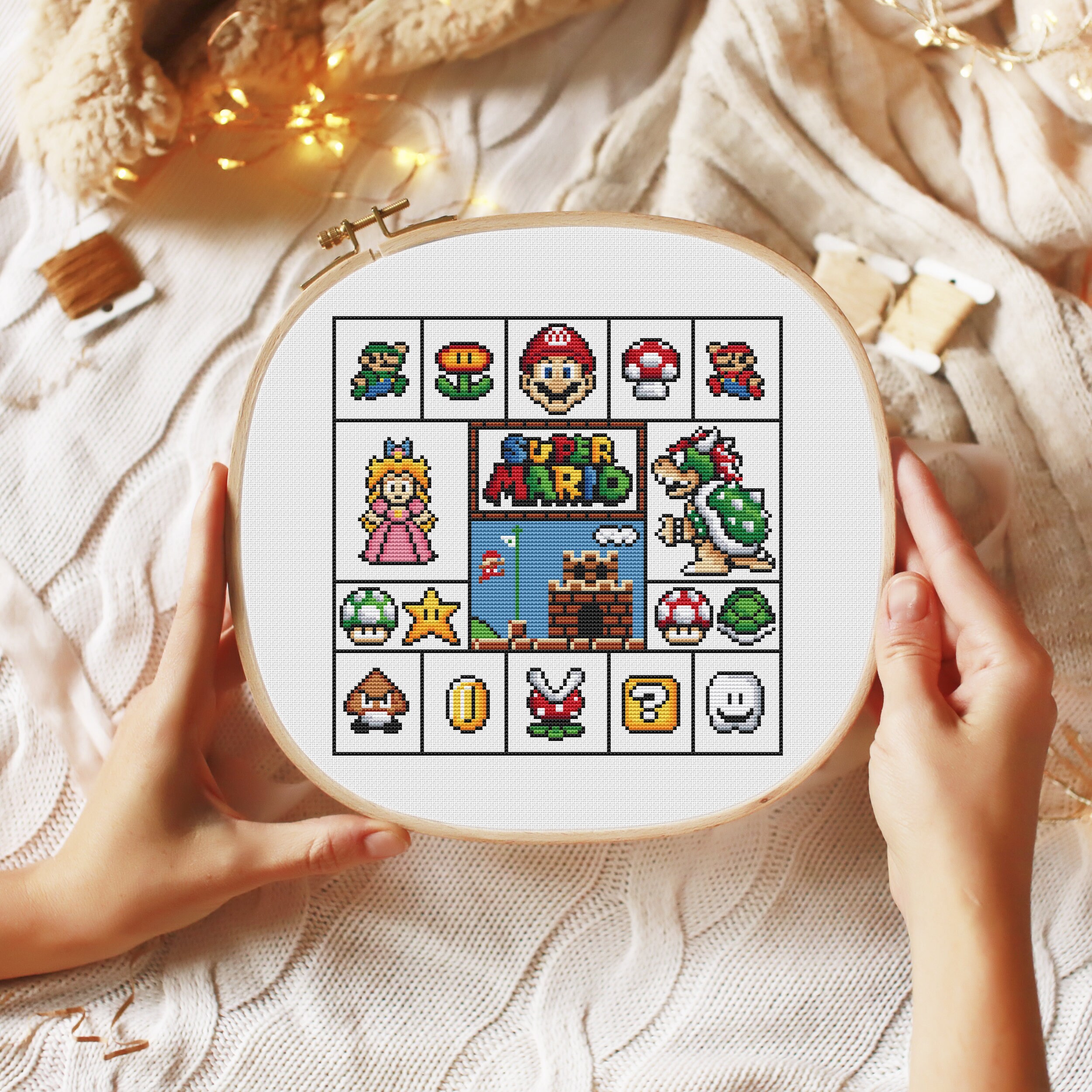 Super Mario Sampler Cross Stitch Pattern, Fandom Cross Stitch, Mario ...
