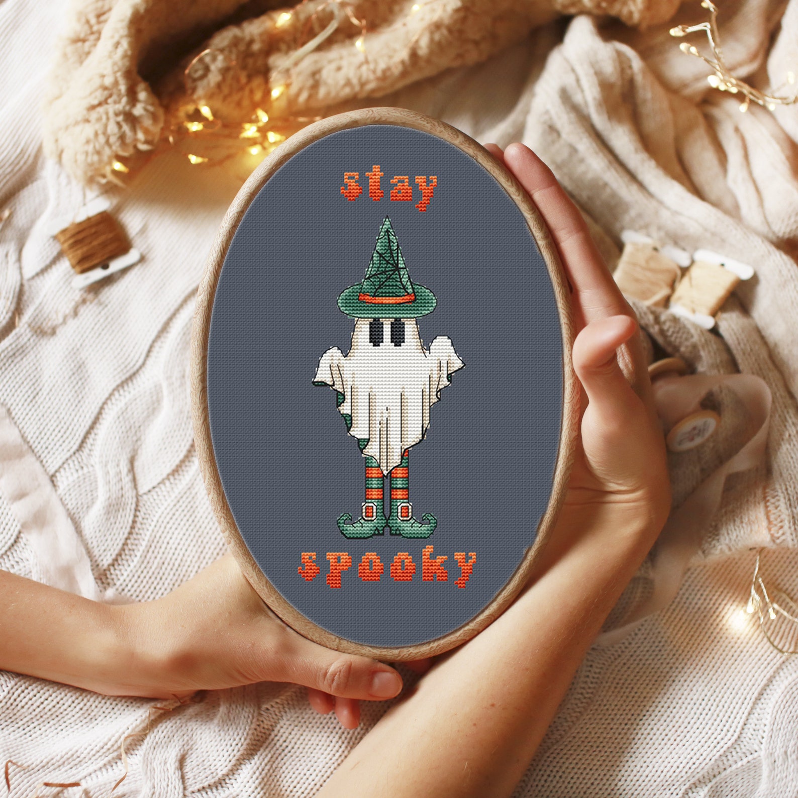 Ghost Stay Spooky Halloween Cross Stitch Pattern Hand - Etsy