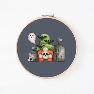 Witcher Gnome on Graveyard Halloween Cross Stitch Pattern Bat - Etsy UK