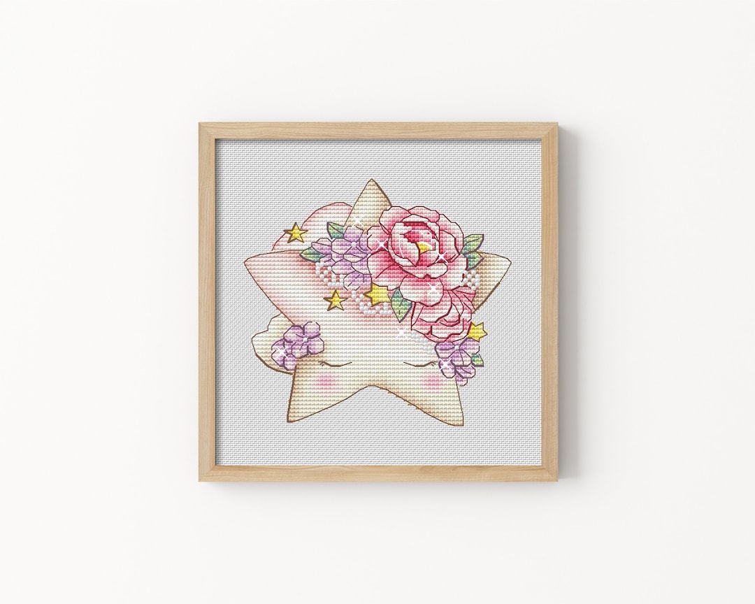 Gentle Small Star Birth Announcement Cross Stitch Pattern Hand ...
