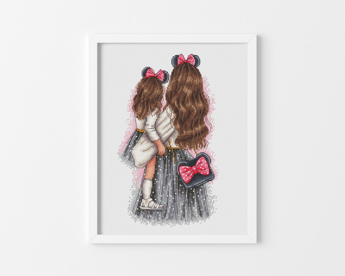 Mom and Baby Daughter Family Cross Stitch Pattern Hand - Etsy