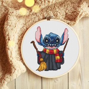 Blue Stitch Wizard Fandom Cross Stitch Pattern Hand Embroidery Design ...