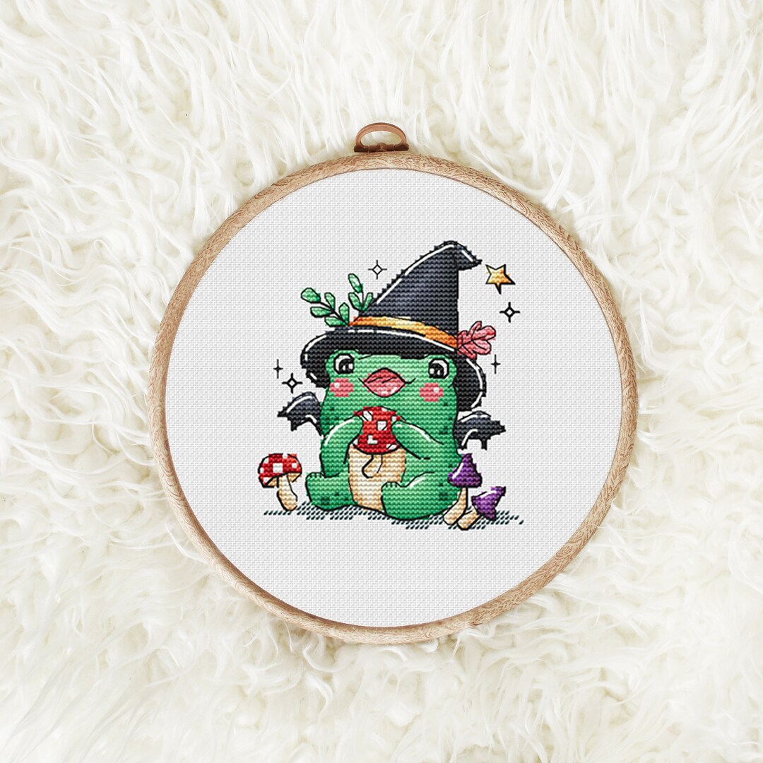 Frog Vampire Cross Stitch Pattern Halloween Cross Stitch Chart Modern ...