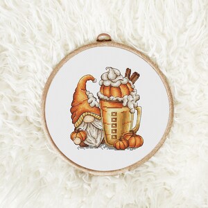 Pumpkin Spice Gnome Fall Cross Stitch Pattern Autumn Gnom Cross Stitch ...