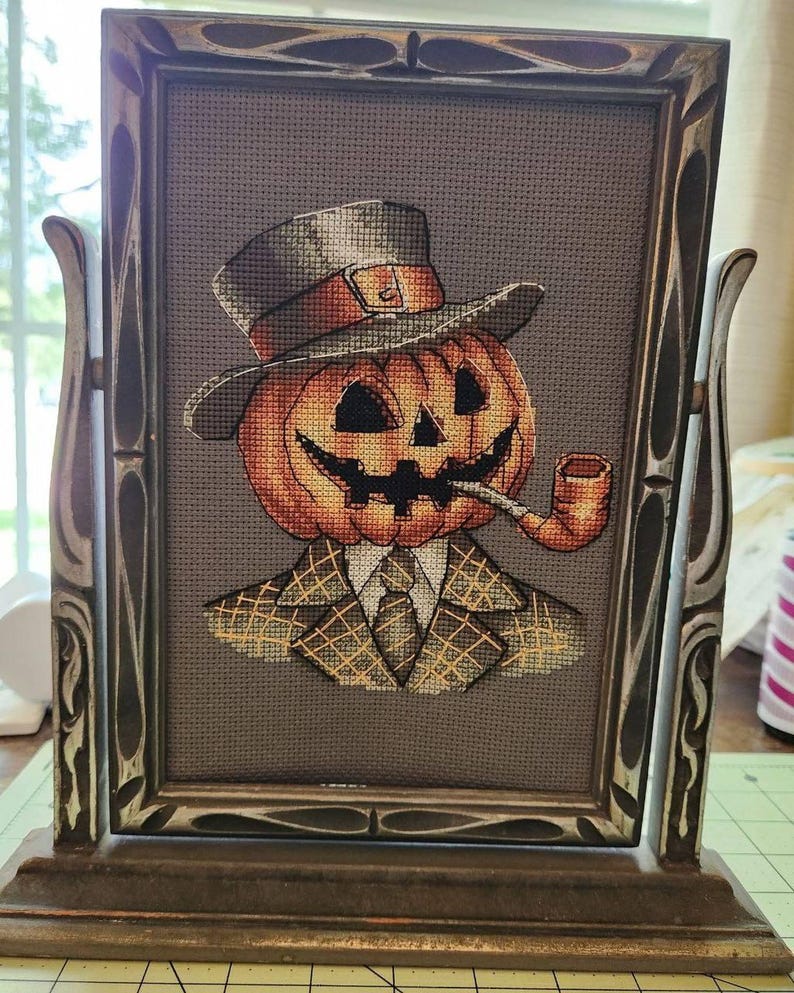 Pumpkinhead Man Cross Stitch Pattern, Vintage Portrait Cross Stitch ...
