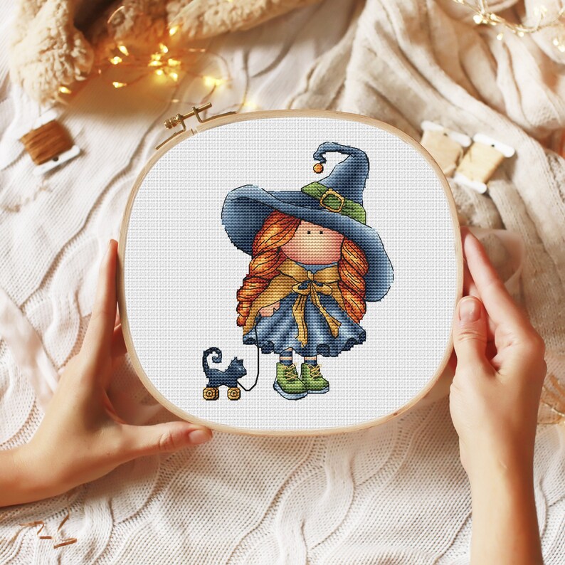 Little Witch With Cat Tilda Doll Cross Stitch Pattern Halloween Cross ...