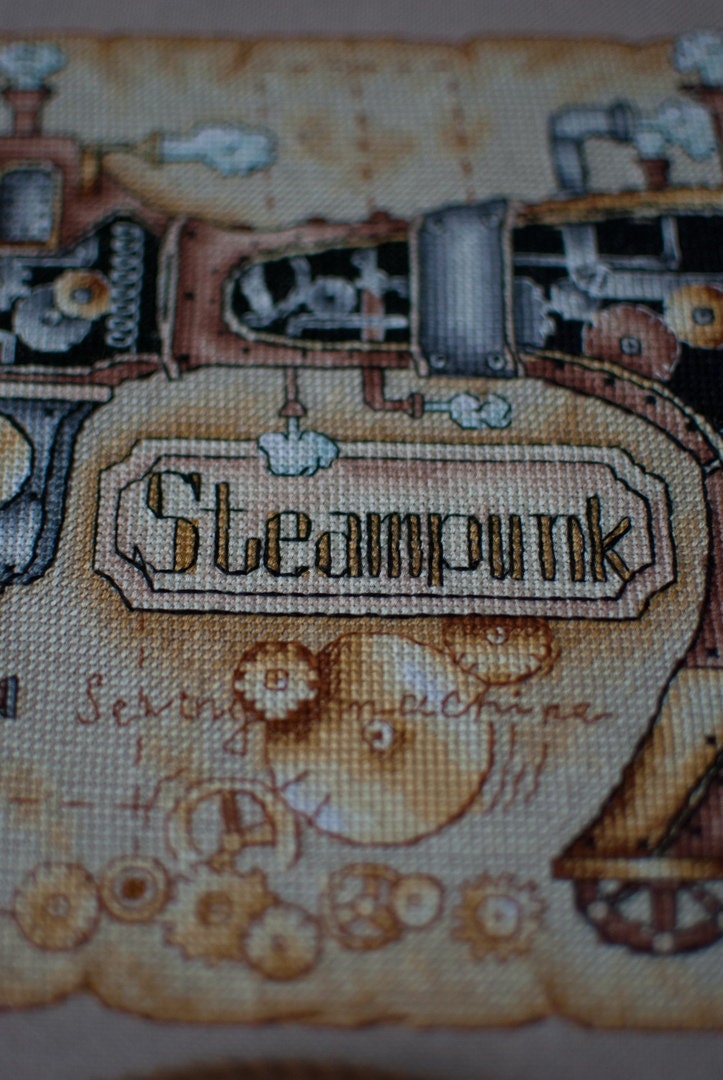 Steampunk Sewing Machine Cross Stitch Pattern Hand Embroidery Design ...