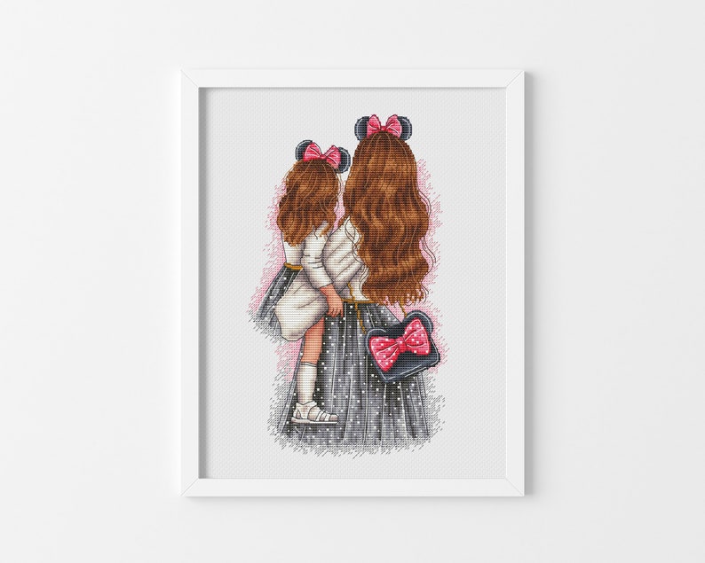 Mom and Baby Daughter Family Cross Stitch Pattern Hand Embroidery ...