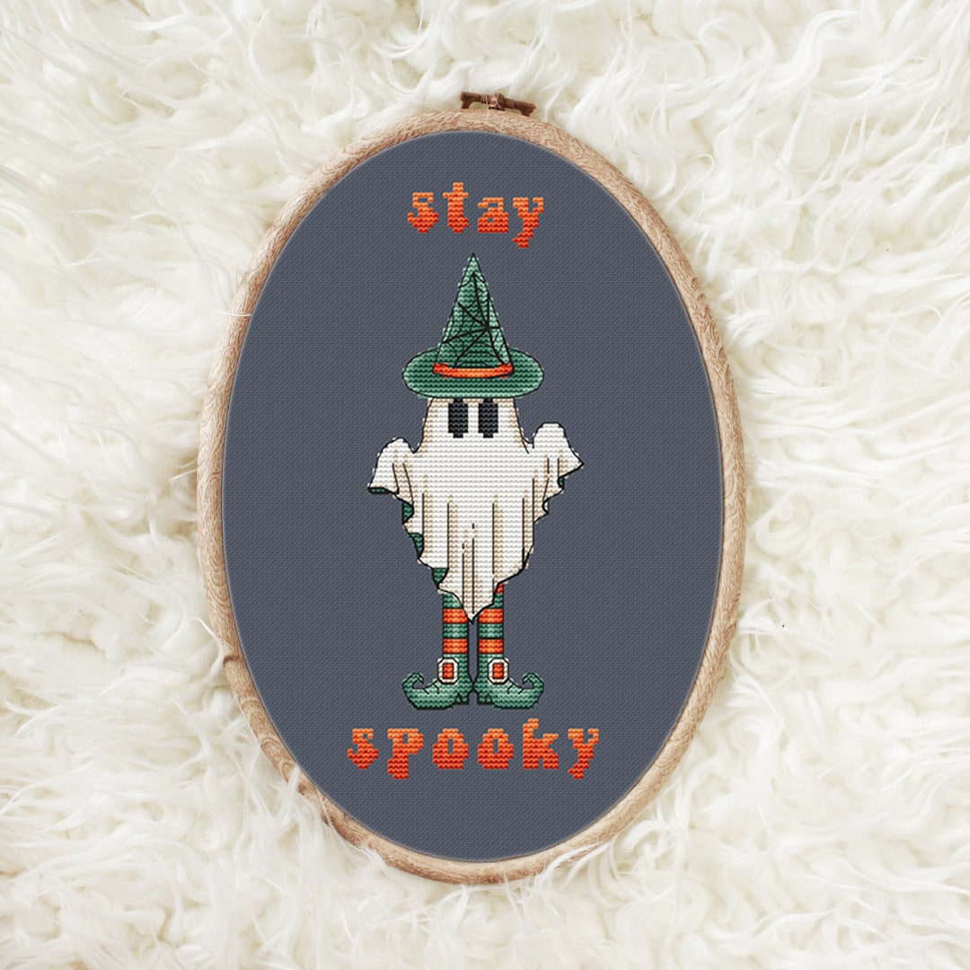 Ghost Stay Spooky Halloween Cross Stitch Pattern Hand Embroidery Design ...
