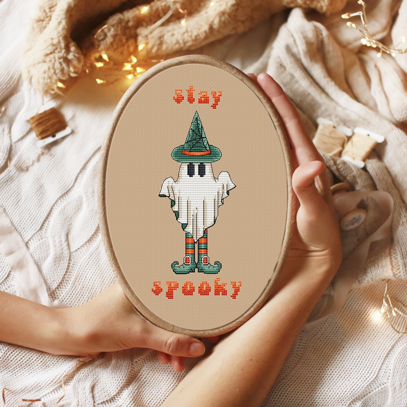 Ghost Stay Spooky Halloween Cross Stitch Pattern Hand - Etsy