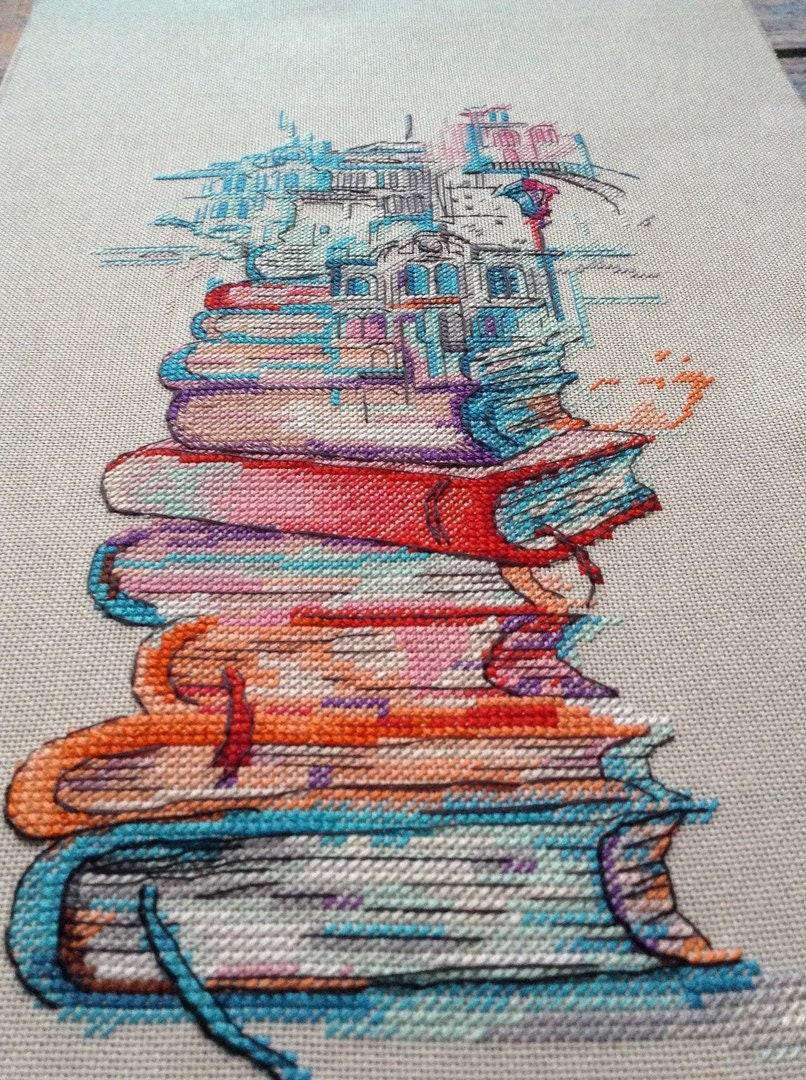 City Landscape in Books Watercolor Cross Stitch Pattern Modern - Etsy ...