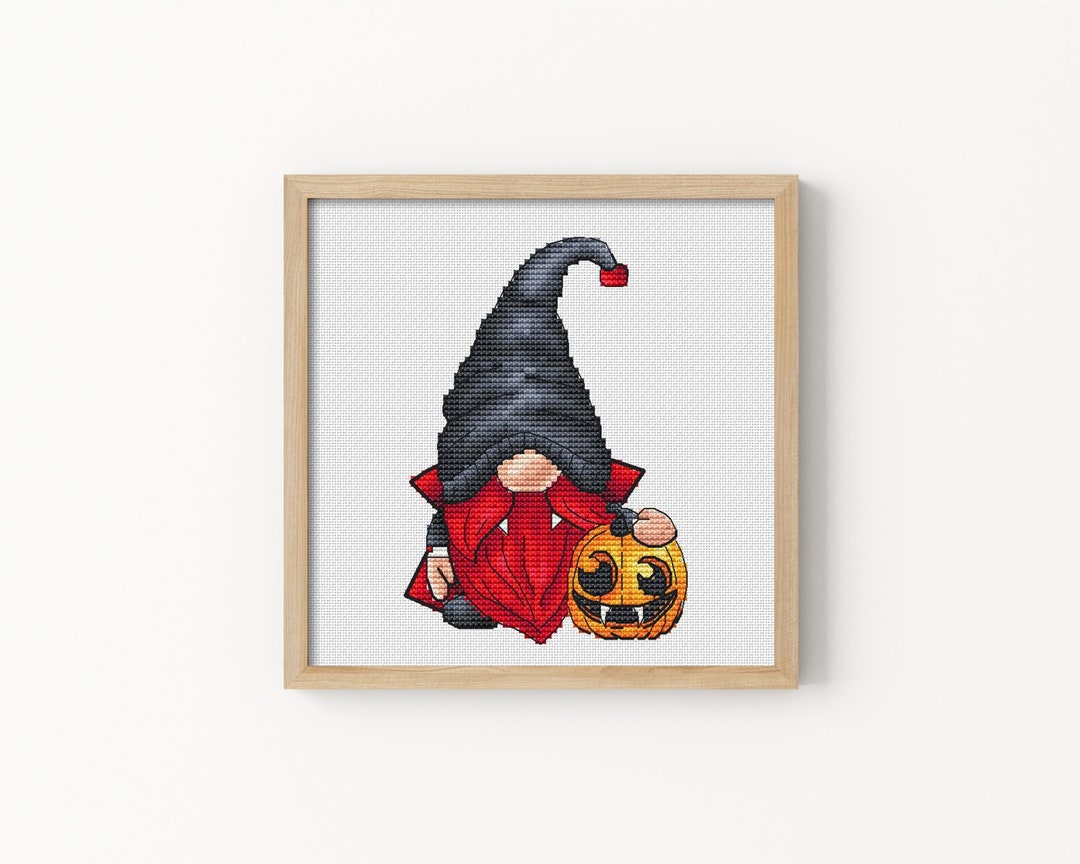 Funky Gnome Vampire Halloween Cross Stitch Pattern Hand Embroidery ...
