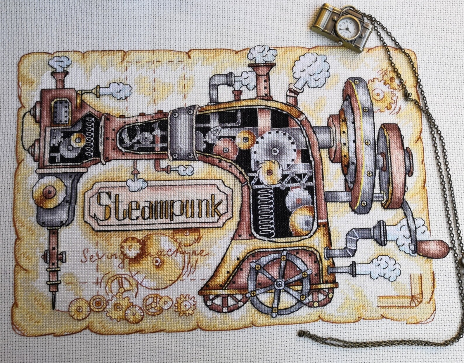 Steampunk Sewing Machine Cross Stitch Pattern Hand Embroidery - Etsy