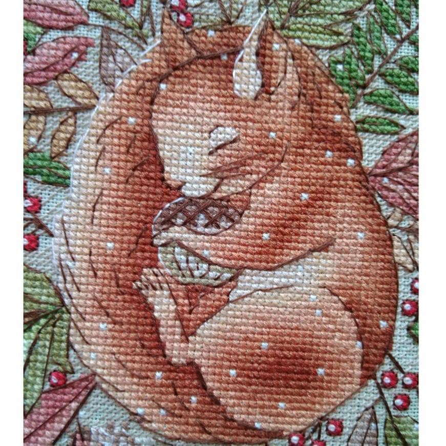 Cozy baby squirrel Christmas cross stitch pattern Hand | Etsy