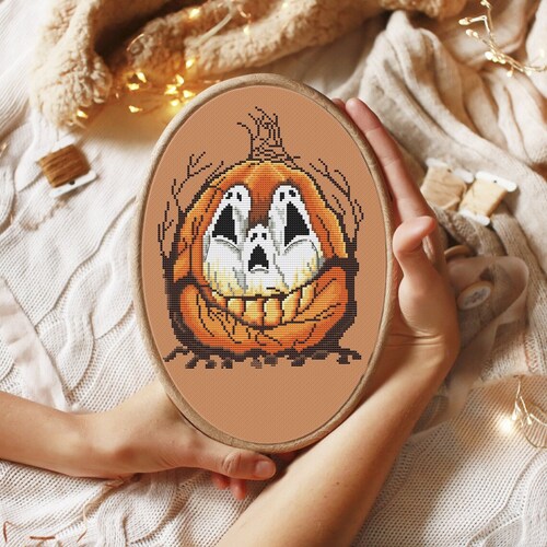 Happy Halloween Spooky Scarecrow Cross Stitch Pattern PDF - Etsy