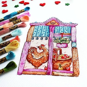 Small Funky Chicken Funky Animals Cross Stitch Pattern Hand Embroidery ...