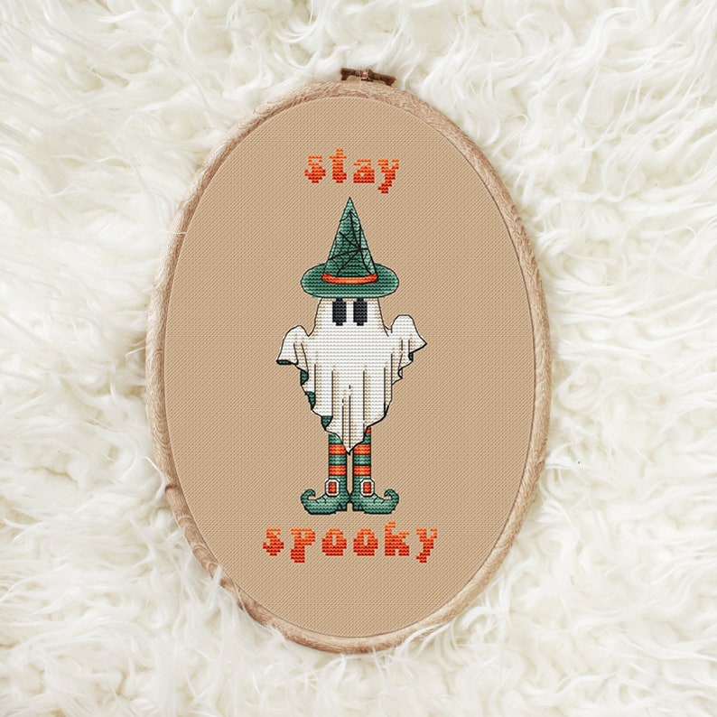 Ghost Stay Spooky Halloween Cross Stitch Pattern Hand - Etsy