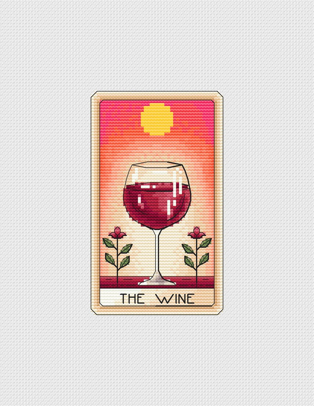 Wine Glass - Cross Stitch Pattern - Taro Card Cross Stitch , Sun ...