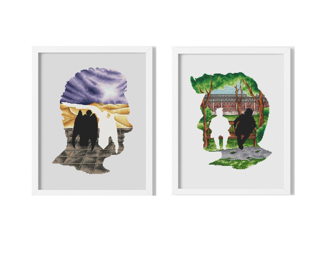 Aziraphale and Crowley Cross Stitch Pattern, Good Omens Cross Stitch ...