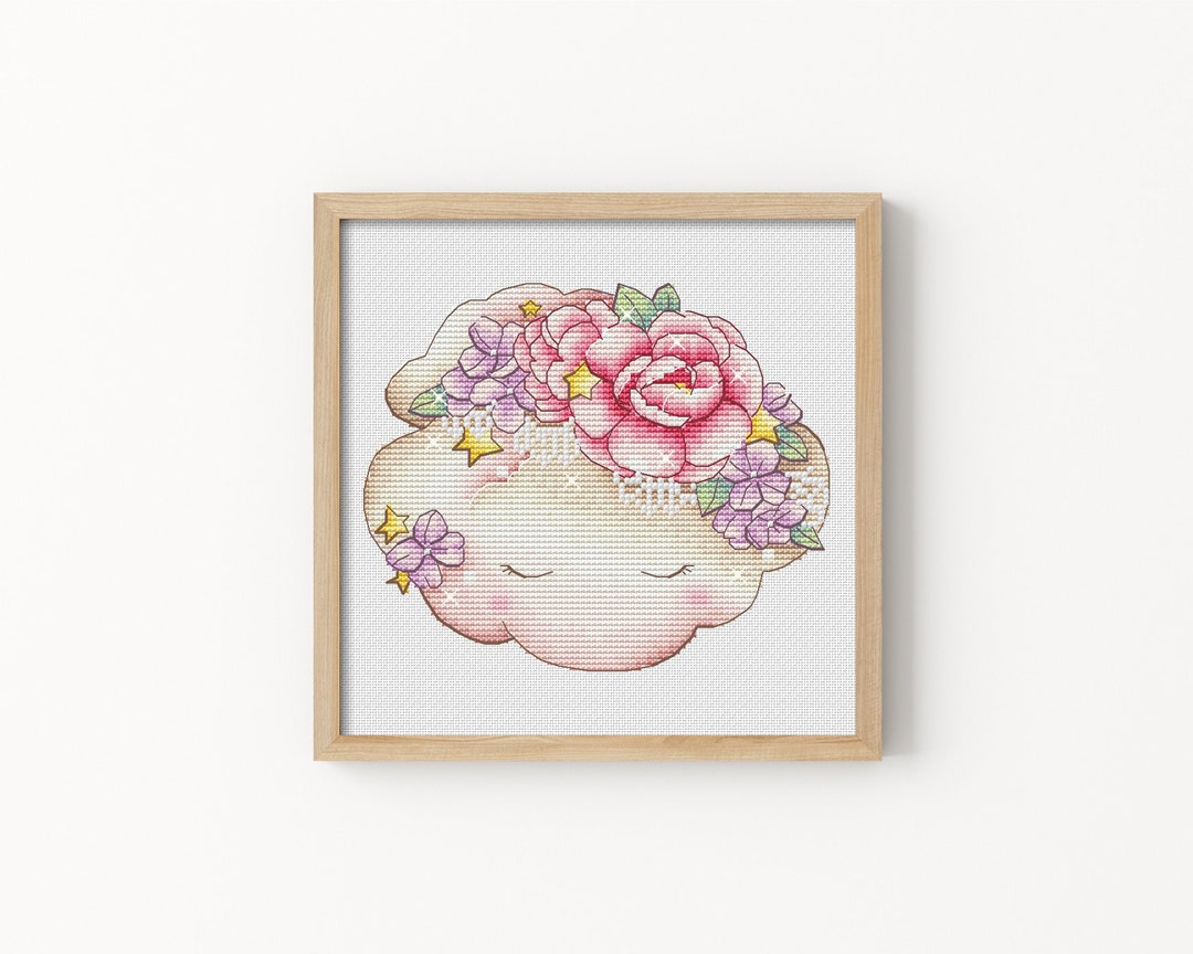 Gentle Sleeping Cloud Birth Announcement Cross Stitch Pattern Hand ...