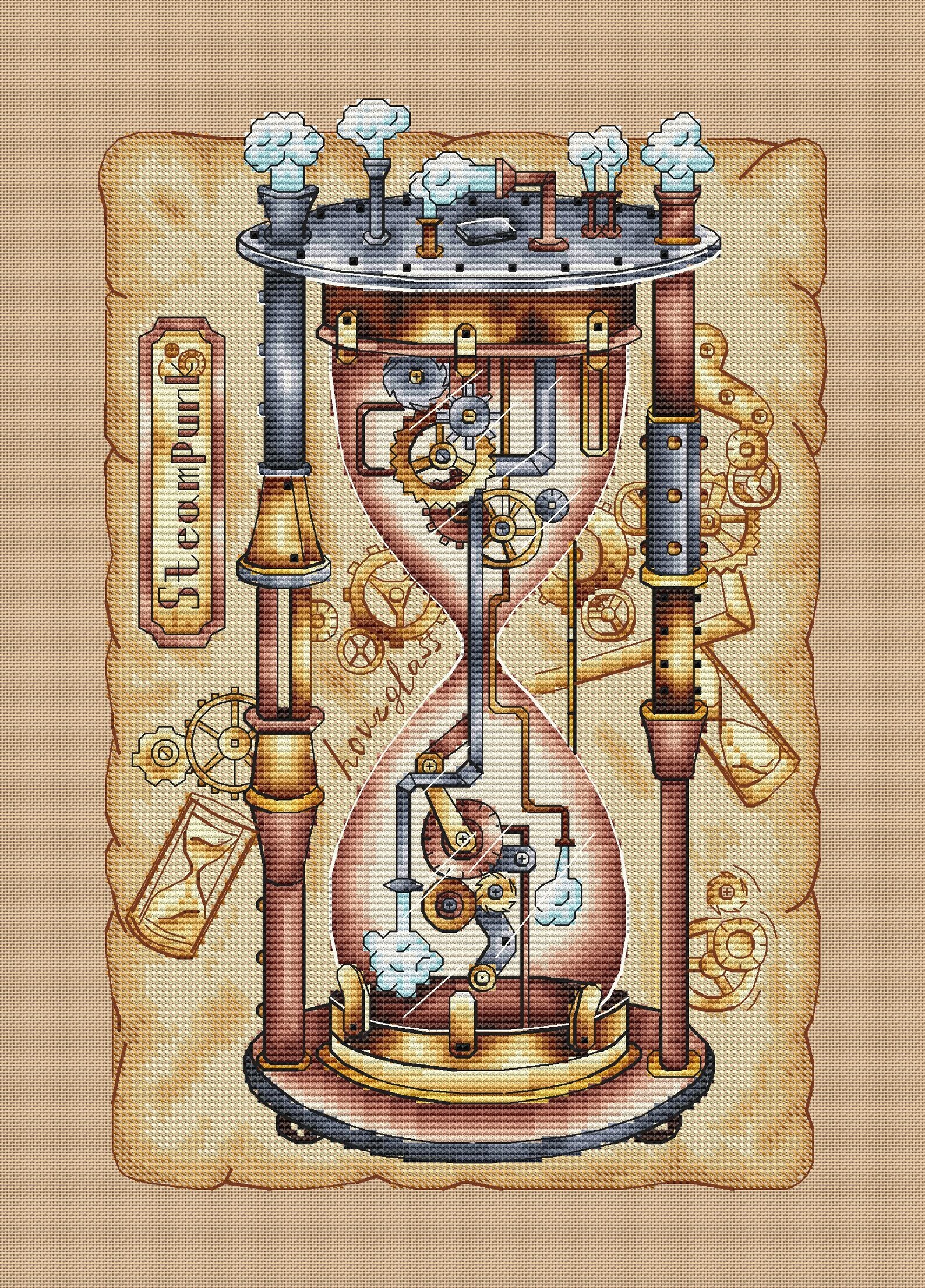 Cross Stitch Pattern Hourglass Steampunk Cross Stitch - Etsy