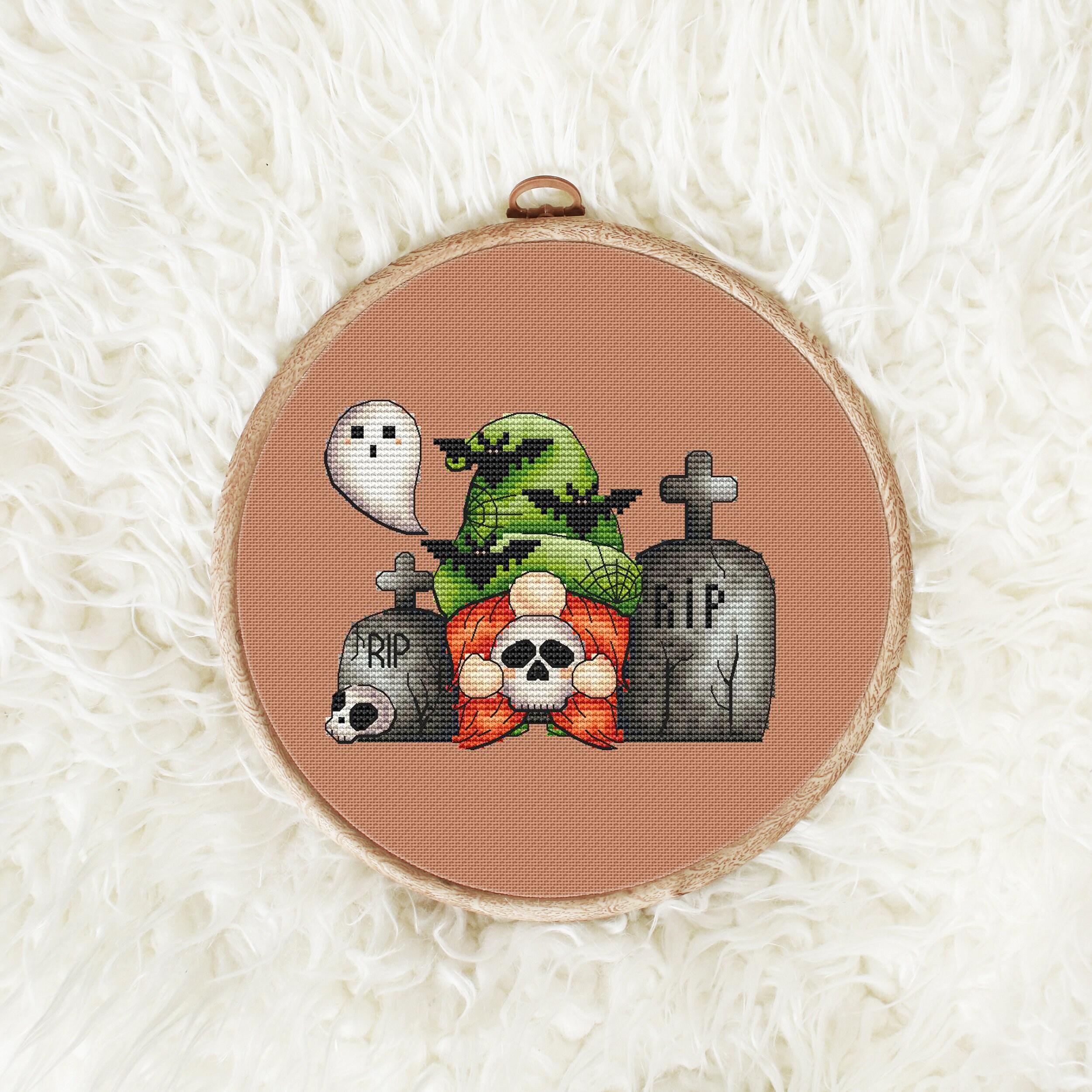 Witcher Gnome on Graveyard Halloween Cross Stitch Pattern Bat - Etsy UK