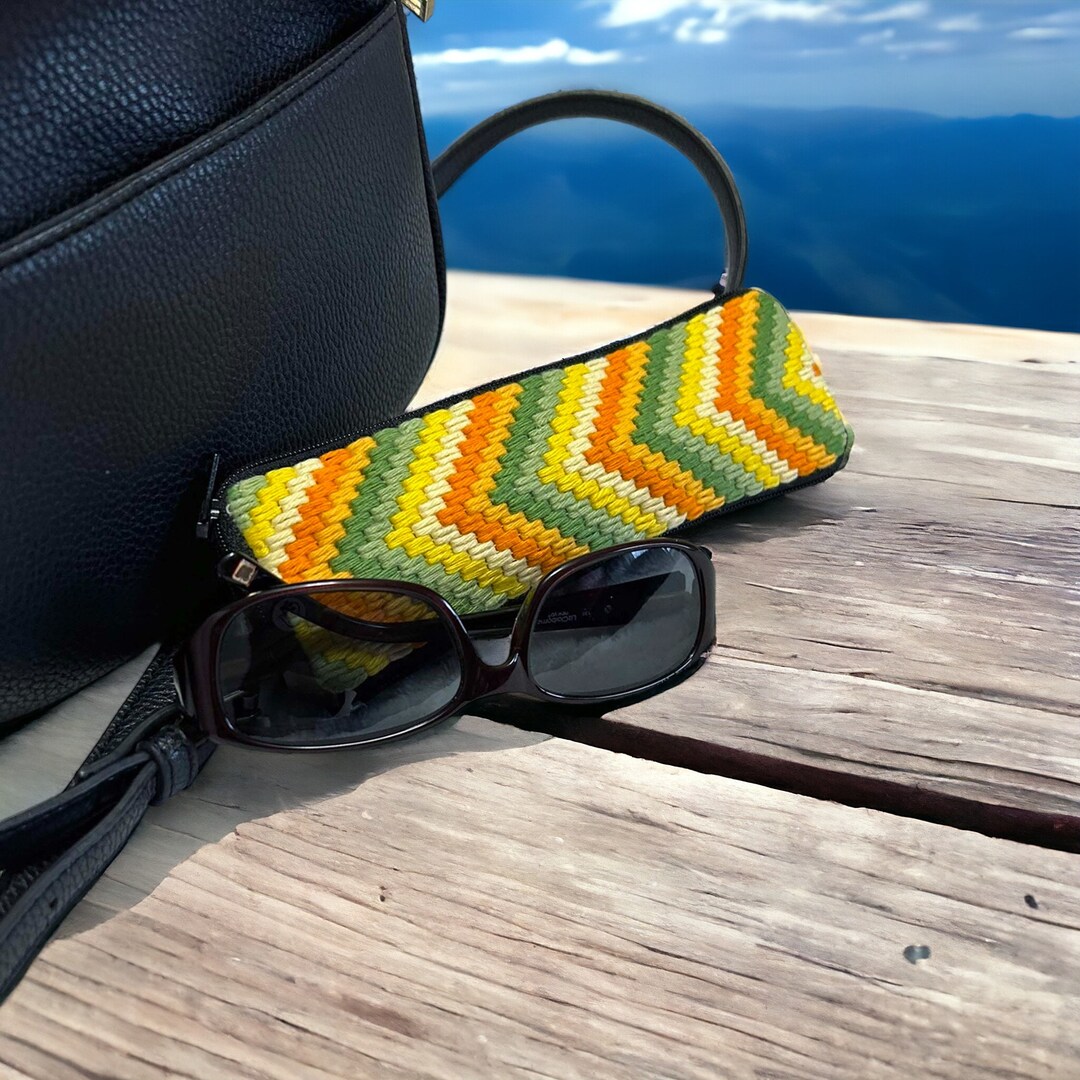 Handmade Eyeglass Case in Vintage Bargello Needlepoint Spring Inspired ...