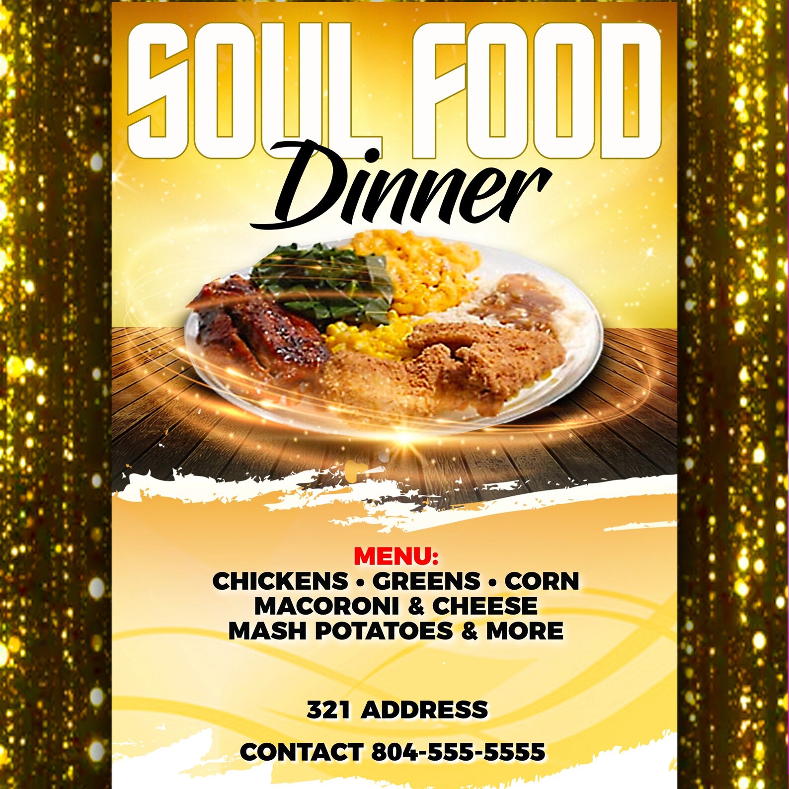 Soul Food Flyer Edit Online 5X7 Digital & Printable Do - Etsy