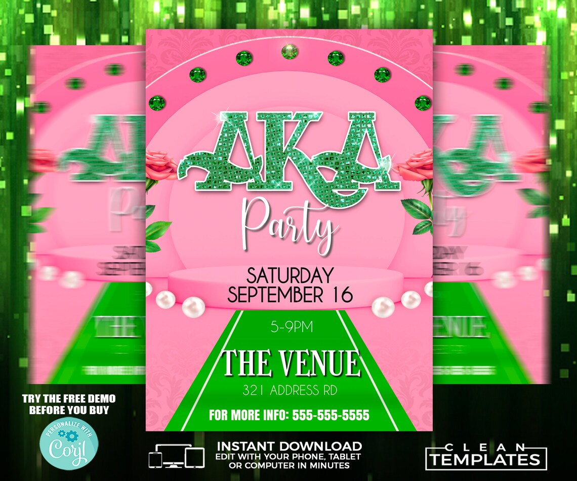AKA Party Flyer Template Edit Online 5x7 Digital & - Etsy