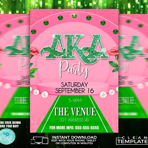 AKA Party Flyer Template Edit Online 5x7 Digital & - Etsy