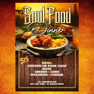 Soul Food Dinner Flyer | Edit Online | 5X7 Digital & Printable | Do It ...