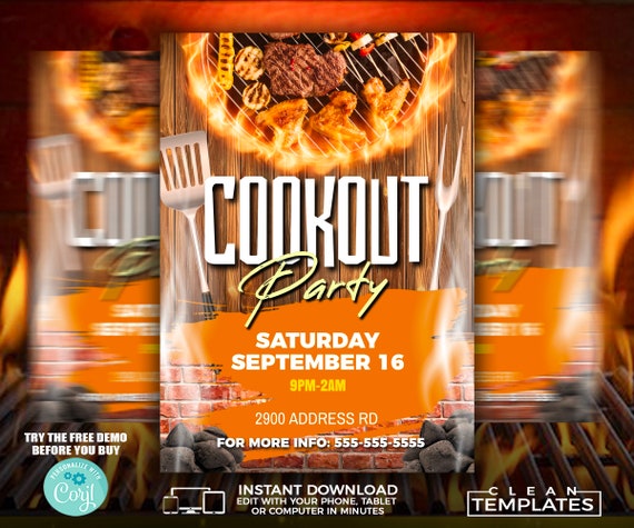 Cookout Party Edit Online 5X7 Digital & Printable Do It | Etsy