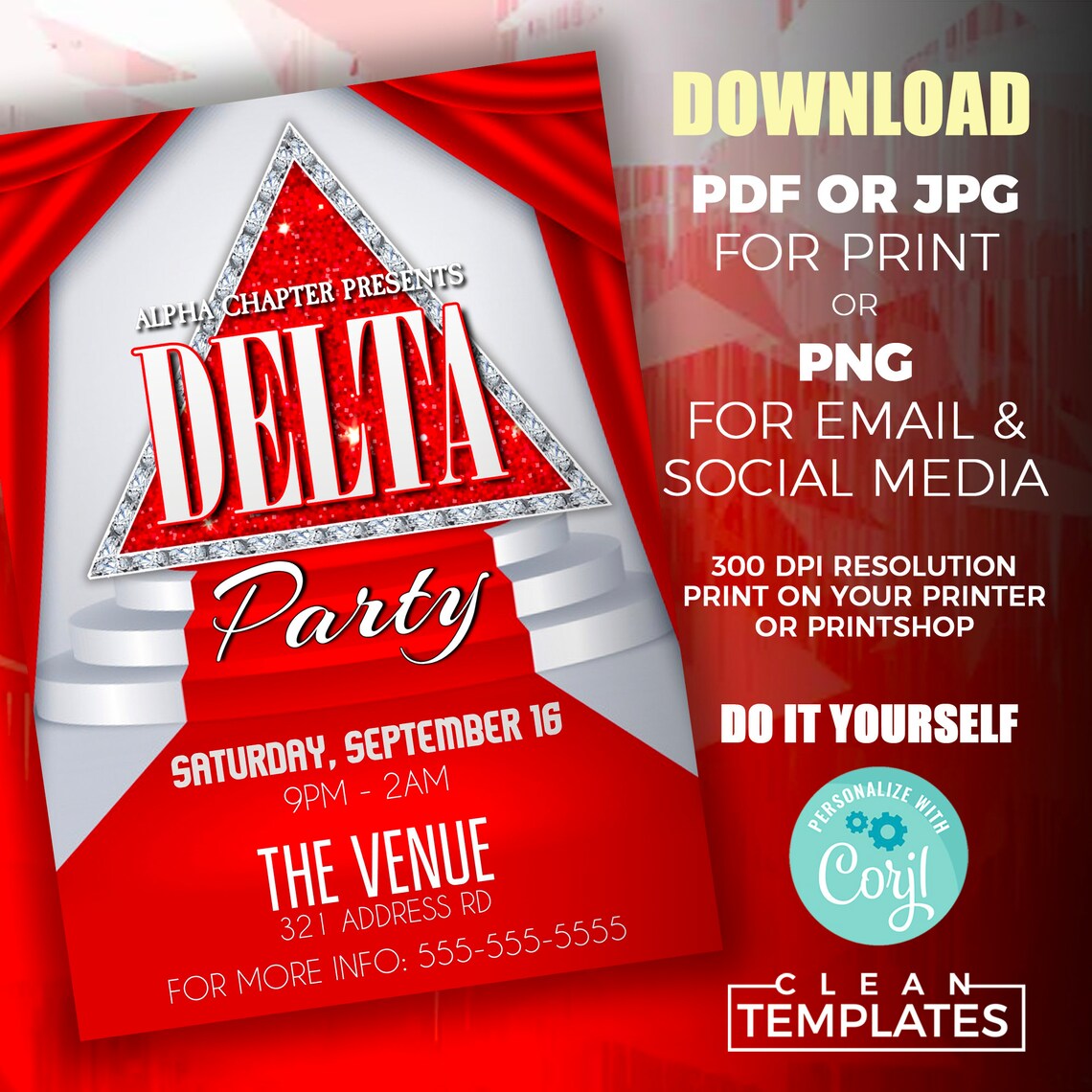 Delta Party Flyer Template | Edit Online | 5x7 Digital & Printable - Etsy